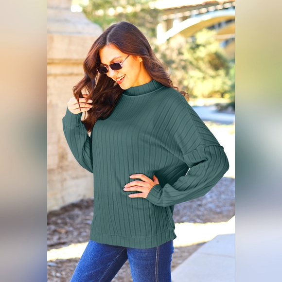 Basic Bae | Tops | Basic Bae Full Size Ribbed Exposed Seam Mock Neck ...